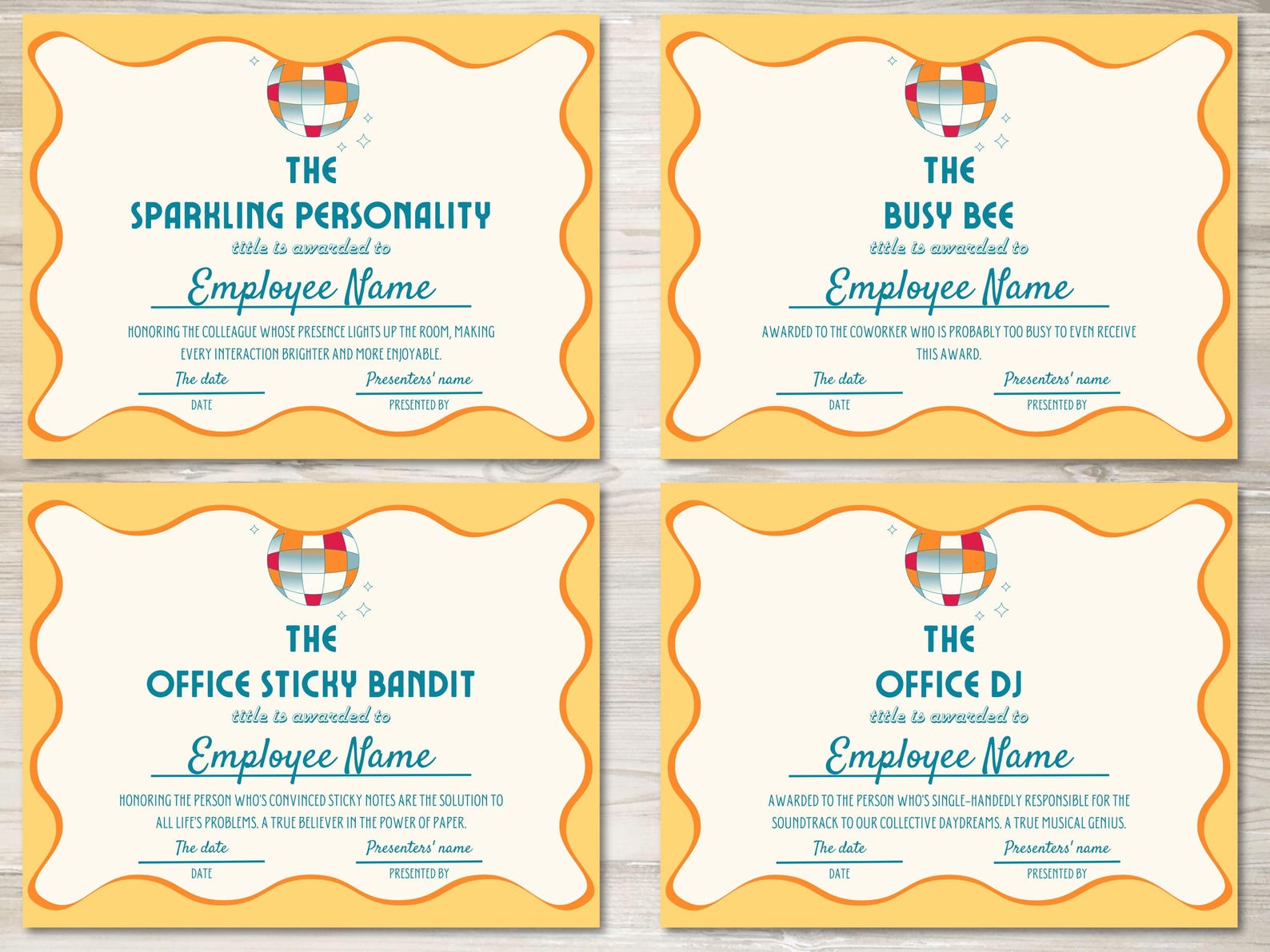 Employee Award Certificates Printable – Editable Templates for ...
