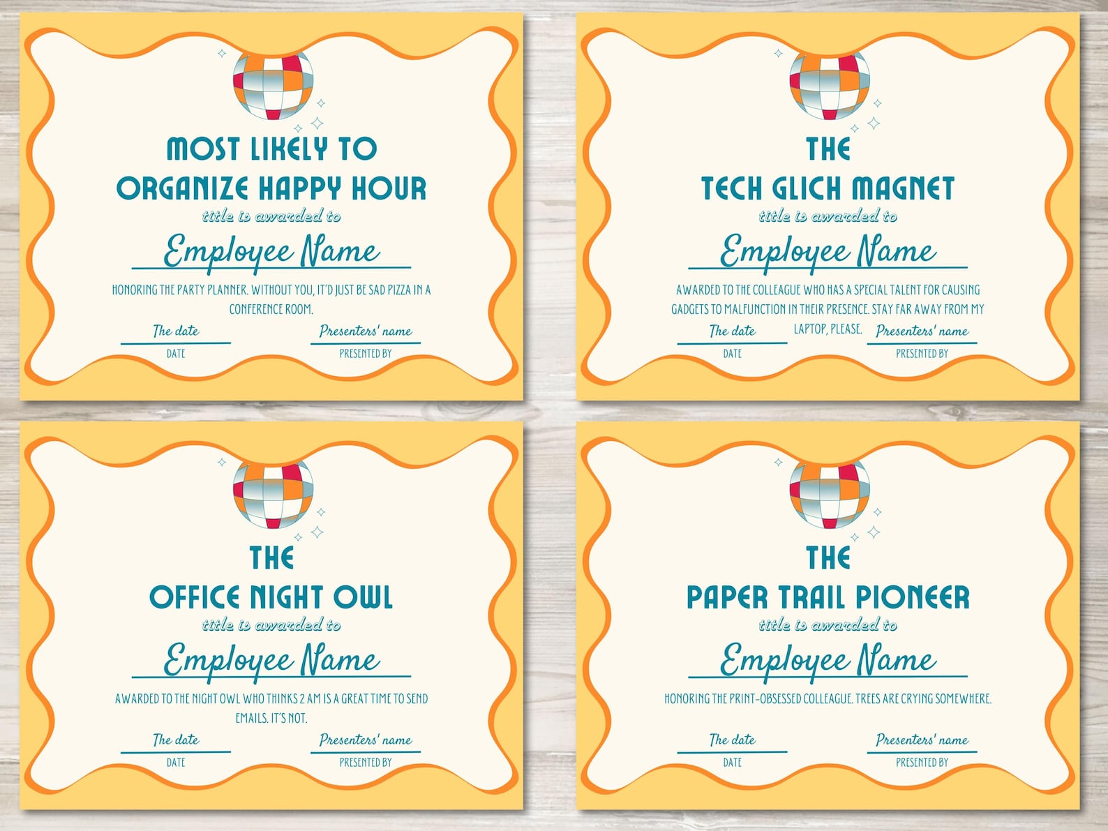 Employee Award Certificates Printable – Editable Templates for ...