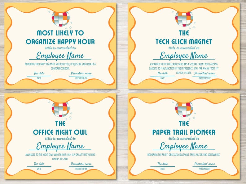 Employee Award Certificates Printable – Editable Templates for ...