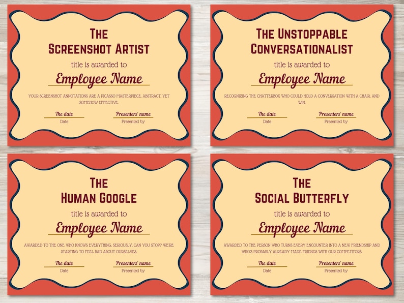 Employee Award Certificates Printable – Editable Templates for ...