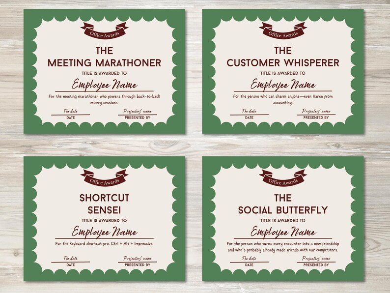 Employee Award Certificates Printable – Editable Templates for ...