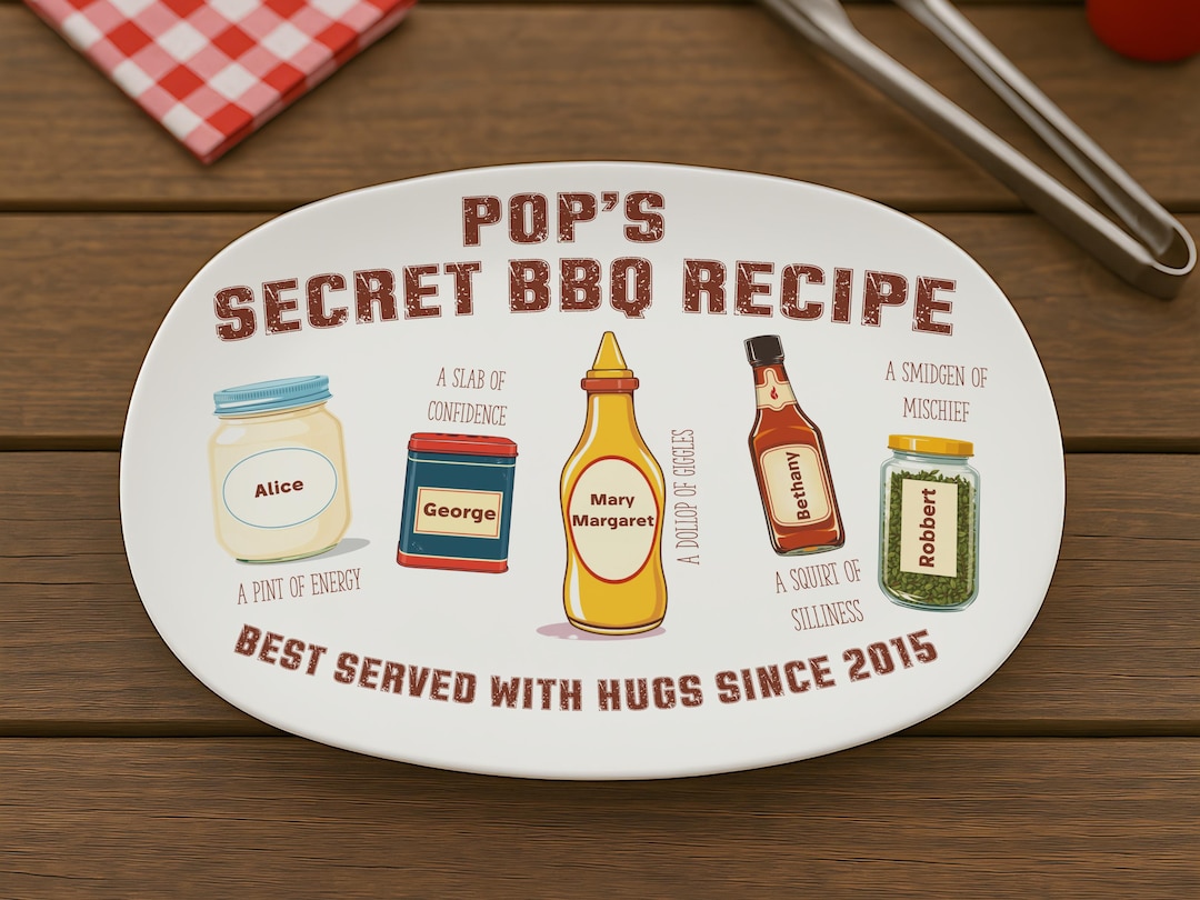 Custom BBQ Grill Platter for Pops, Personalized Grilling Plate, Funny ...