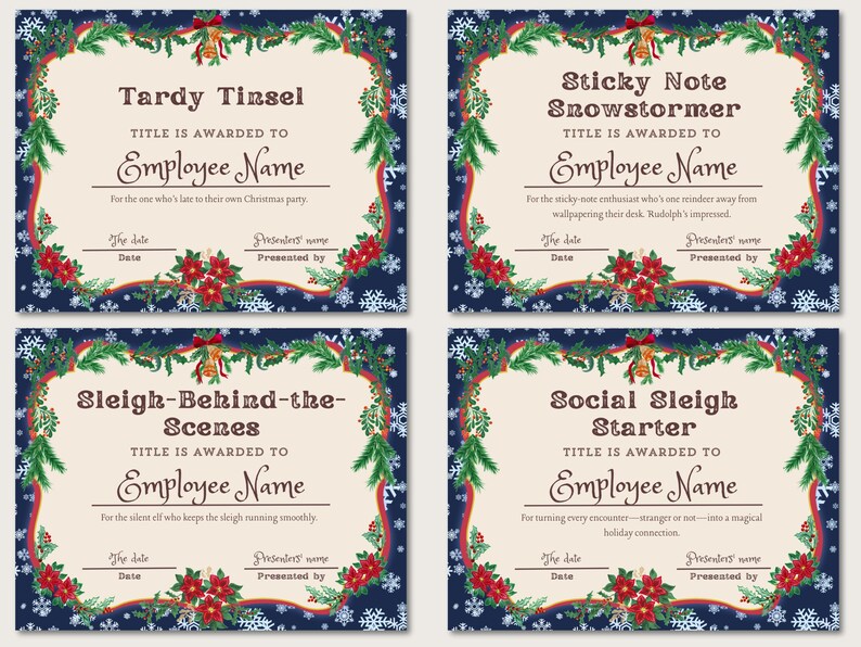 Christmas Employee Appreciation Certificate Workplace Recognition ...