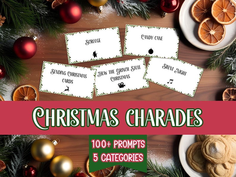 Christmas Charades Game Cards Printable Holiday Party Games Printable ...