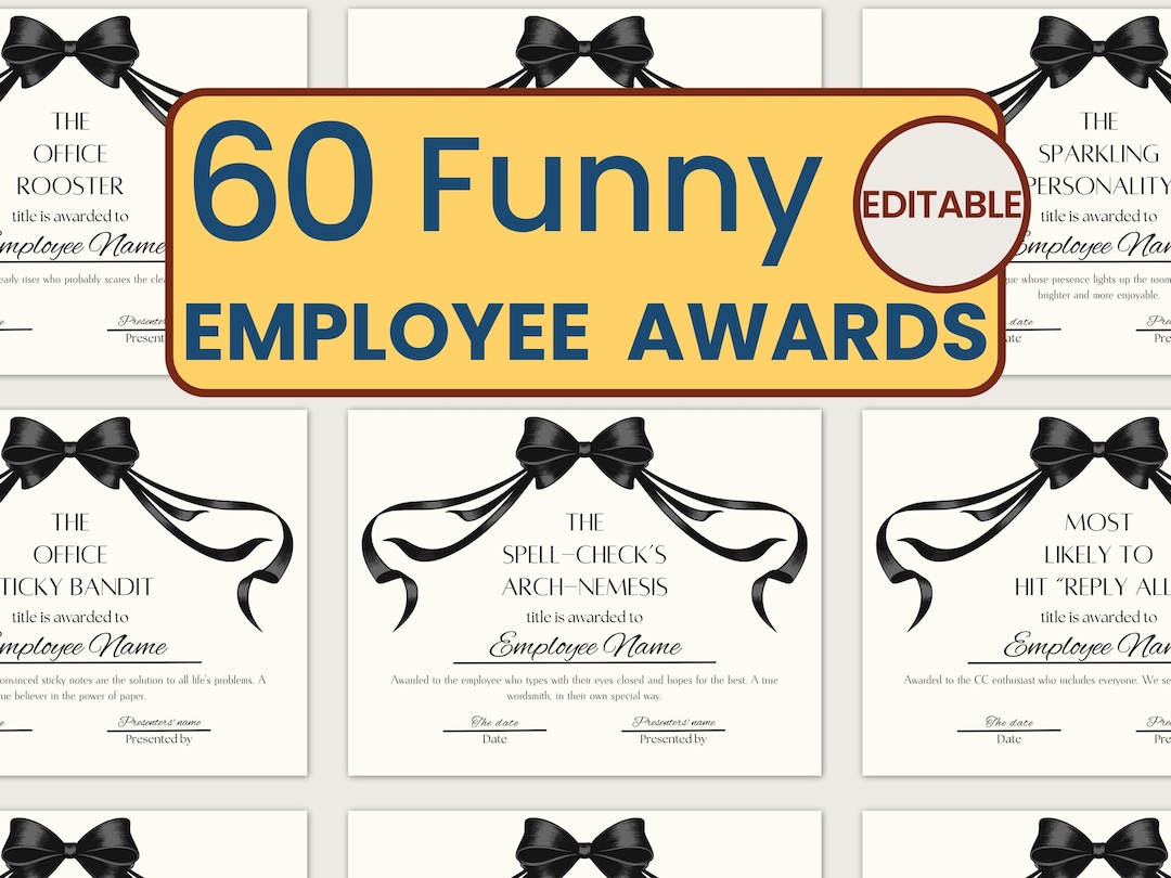 Funny Employee Award Certificates – Editable Templates for Workplace ...