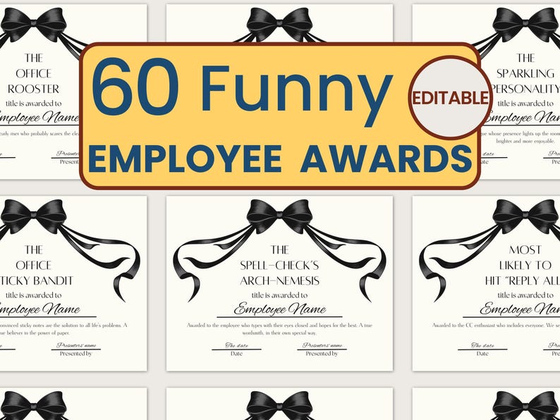 Funny Employee Award Certificates – Editable Templates for Workplace ...