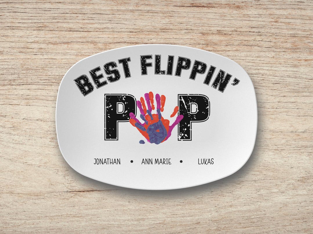 Custom BBQ Grill Platter for Pop, Personalized Handprint Plate, Funny ...