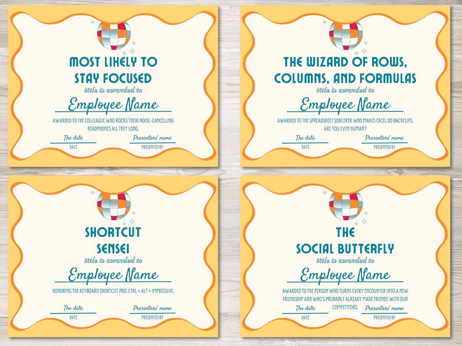 Employee Award Certificates Printable – Editable Templates for ...