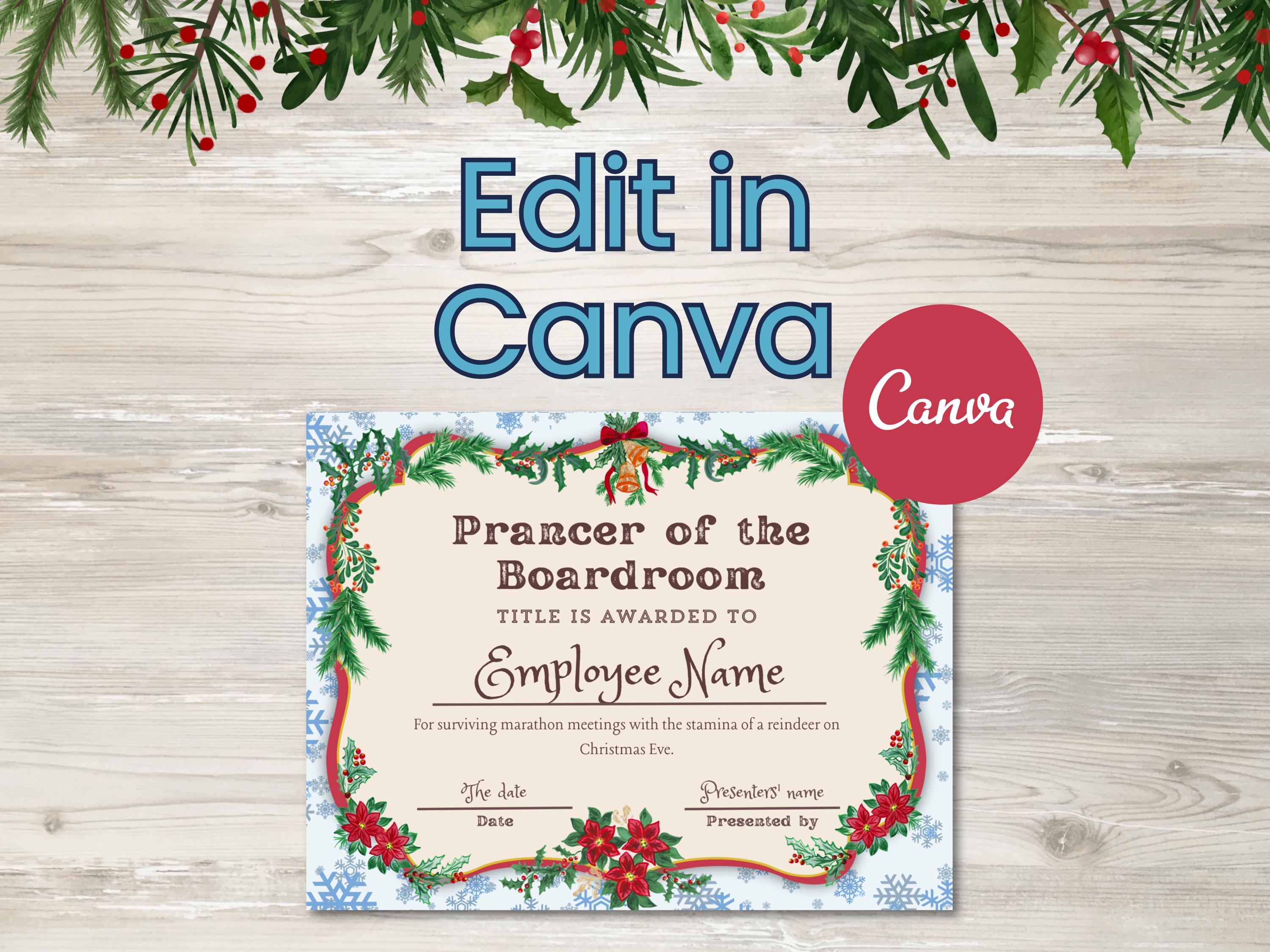 Christmas Employee Appreciation Certificate Workplace Recognition ...