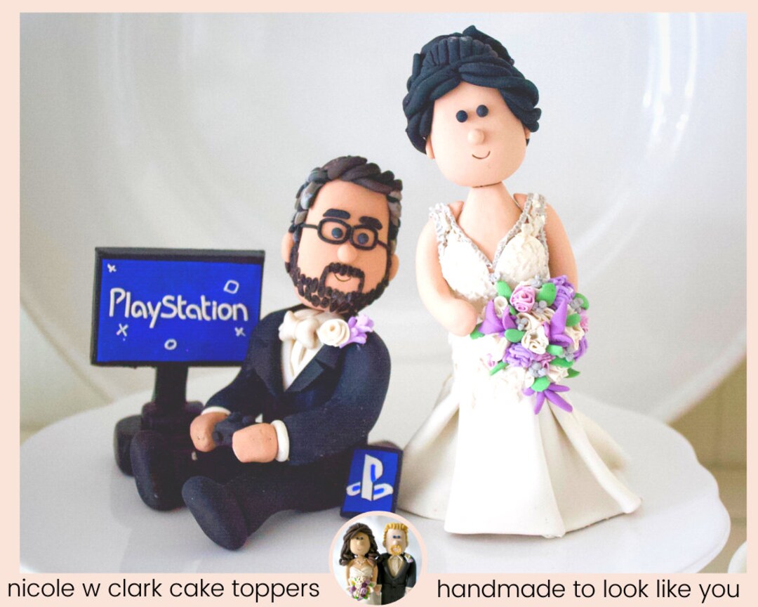 Gamer Wedding Cake Topper-gamer Custom Cake Topper Video Game Cake ...