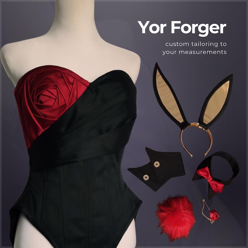 Yor Forger Bunny Suit Cosplay: Red & Black Bodysuit Costume - Etsy ...