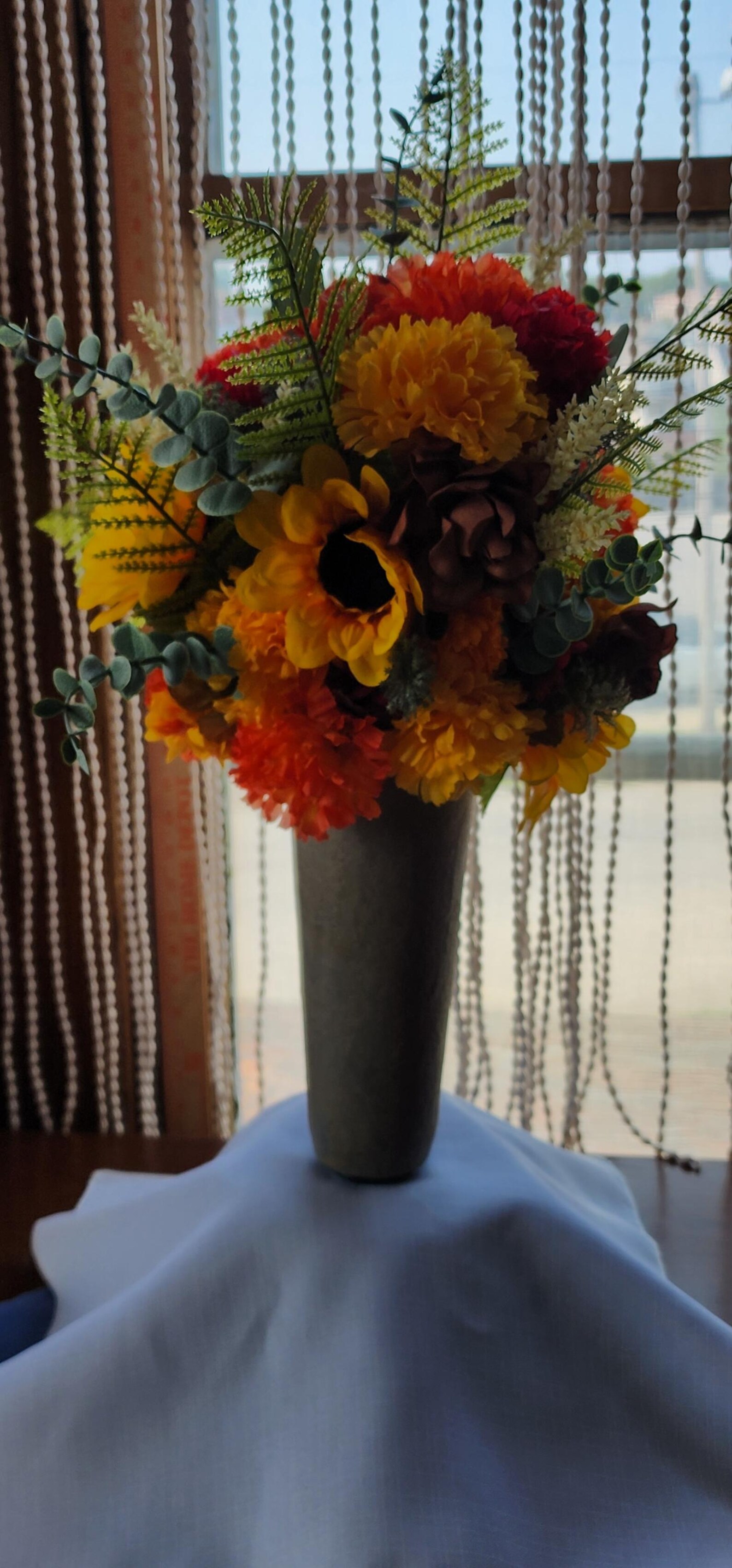 Fall Graveside Floral Arrangement With Hand Painted Textured Vase ...