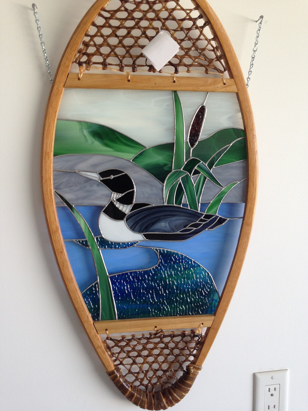 Stained Glass Loon in Bullrushes Snowshoe - Etsy