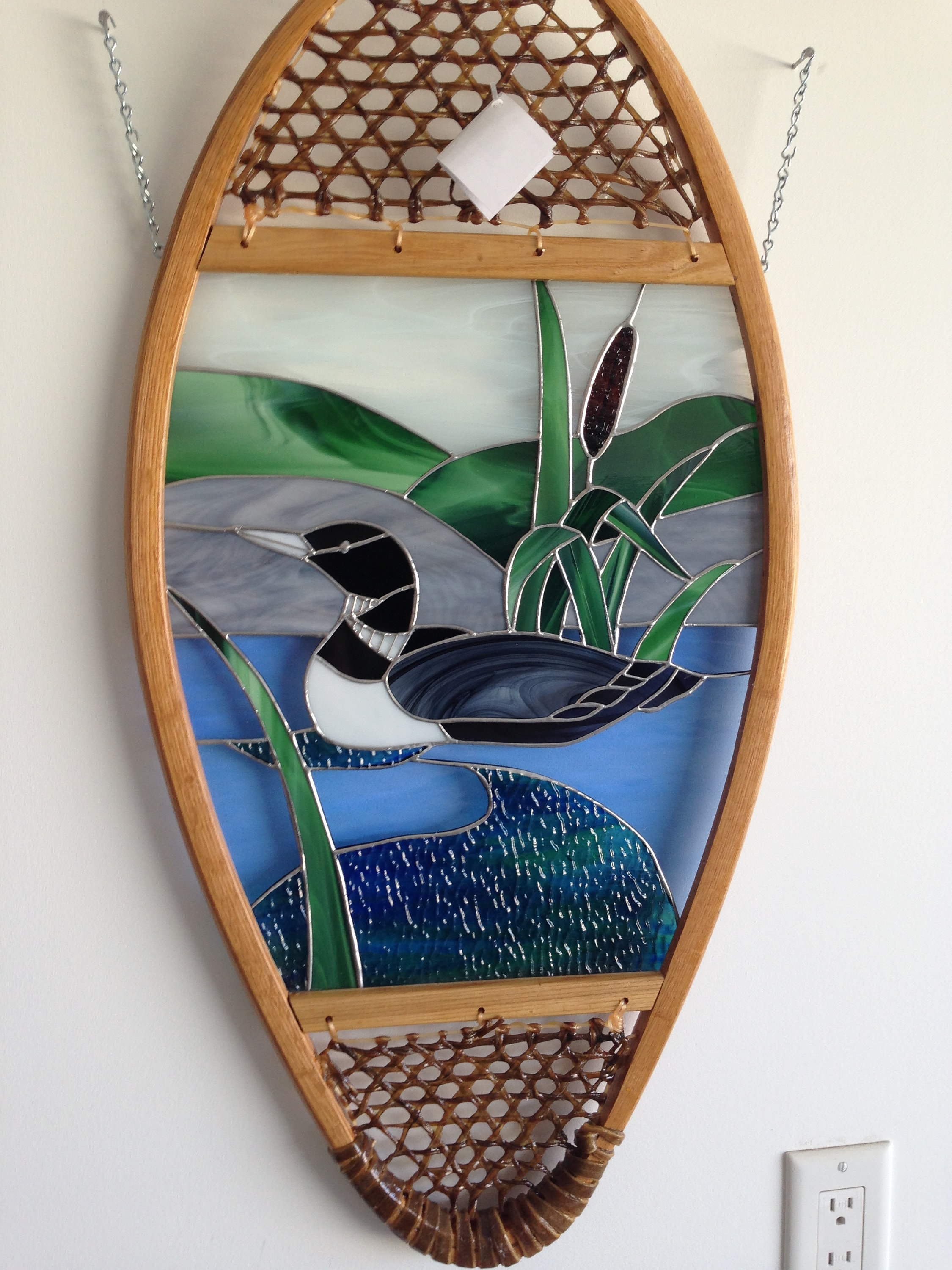 Stained Glass Loon in Bullrushes Snowshoe - Etsy