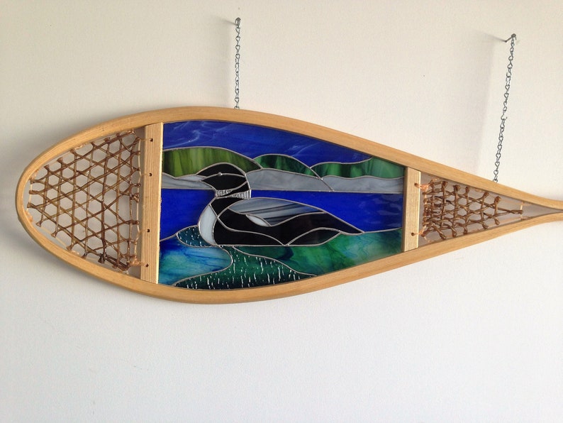 Stained Glass Loon on Water Snowshoe - Etsy