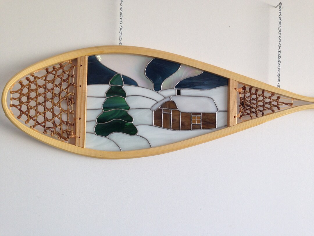 Stained Glass Cabin in the Woods Snowshoe - Etsy