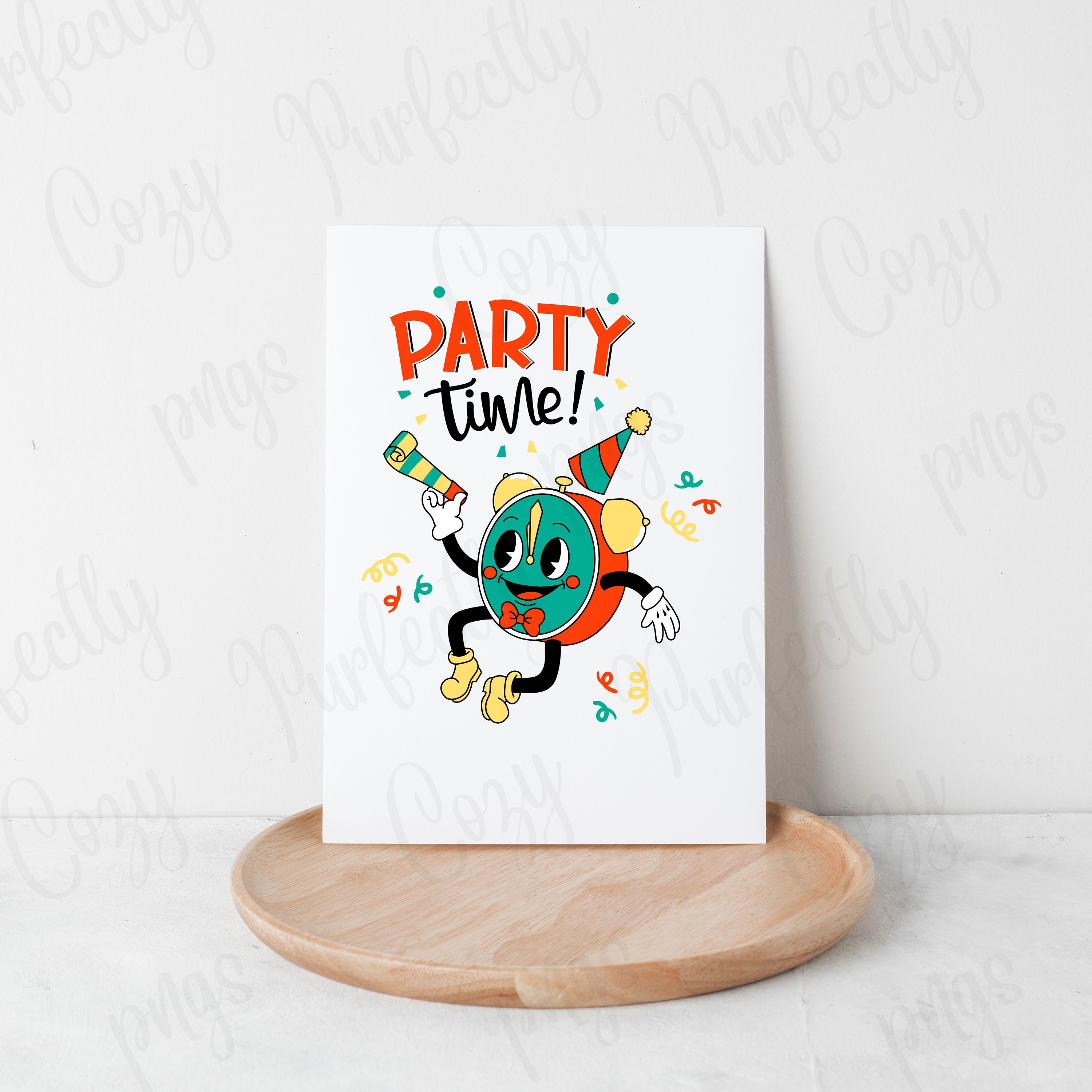 Party Time Png, Clock Png, Birthday Png, Retro Birthday Png, Instant ...
