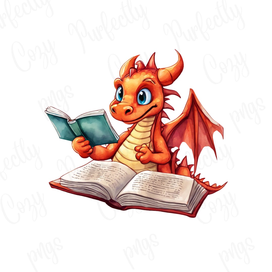 Cartoon Dragon, Dragon Reading, Dragon Png, Png Design, Orange Dragon ...