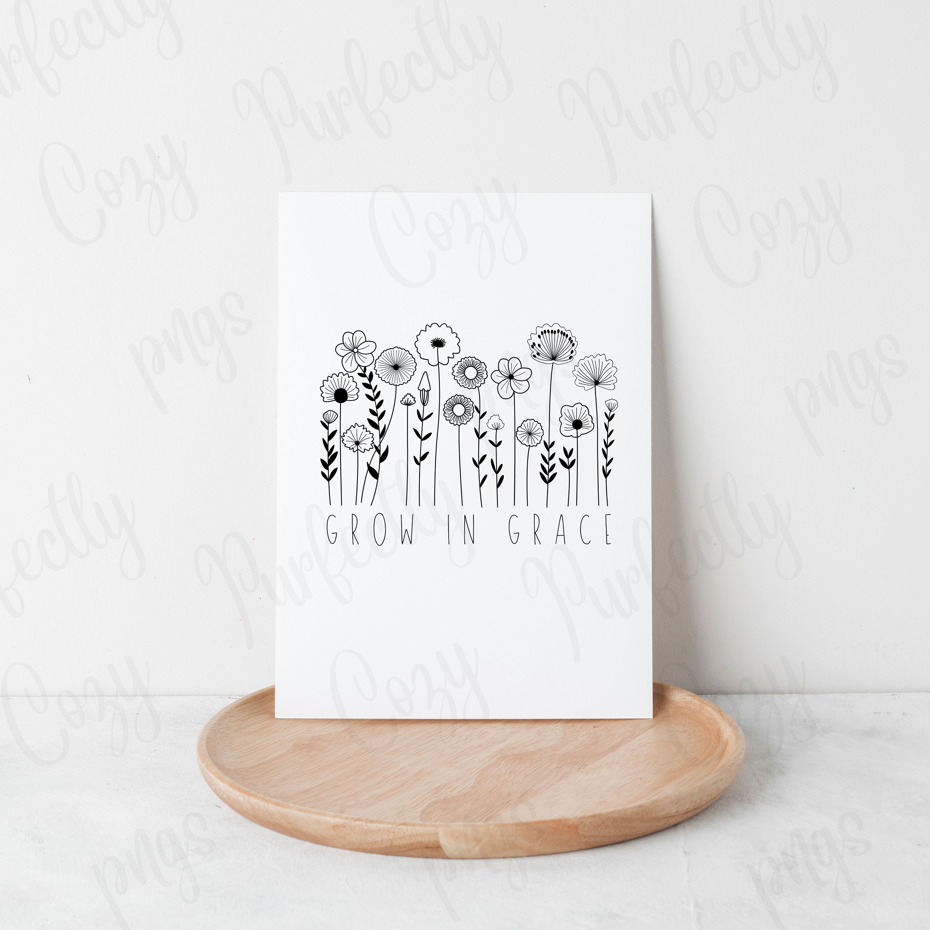 Grow in Grace, Floral Png, Christian Png, Png Designs, Minimalist ...