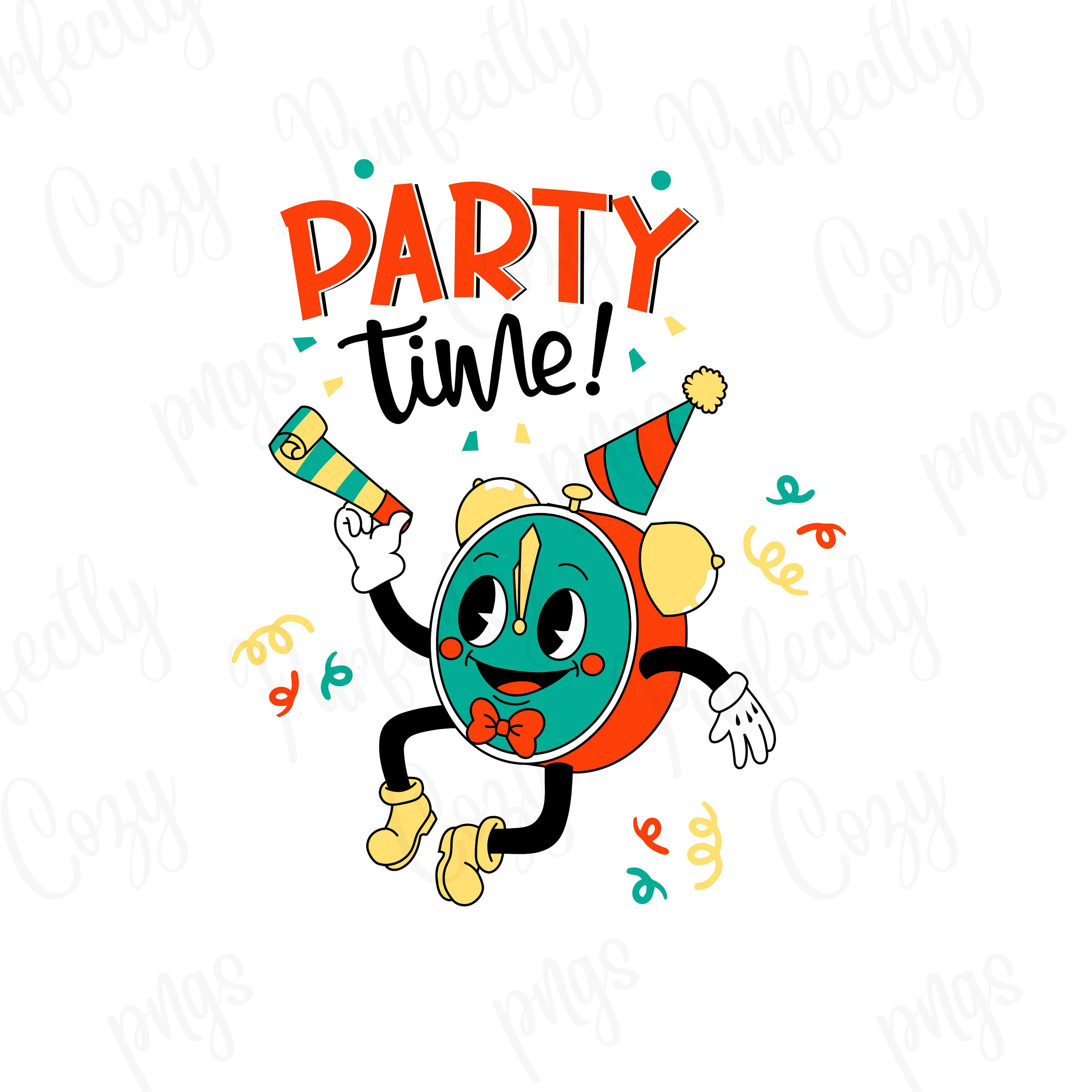 Party Time Png, Clock Png, Birthday Png, Retro Birthday Png, Instant ...