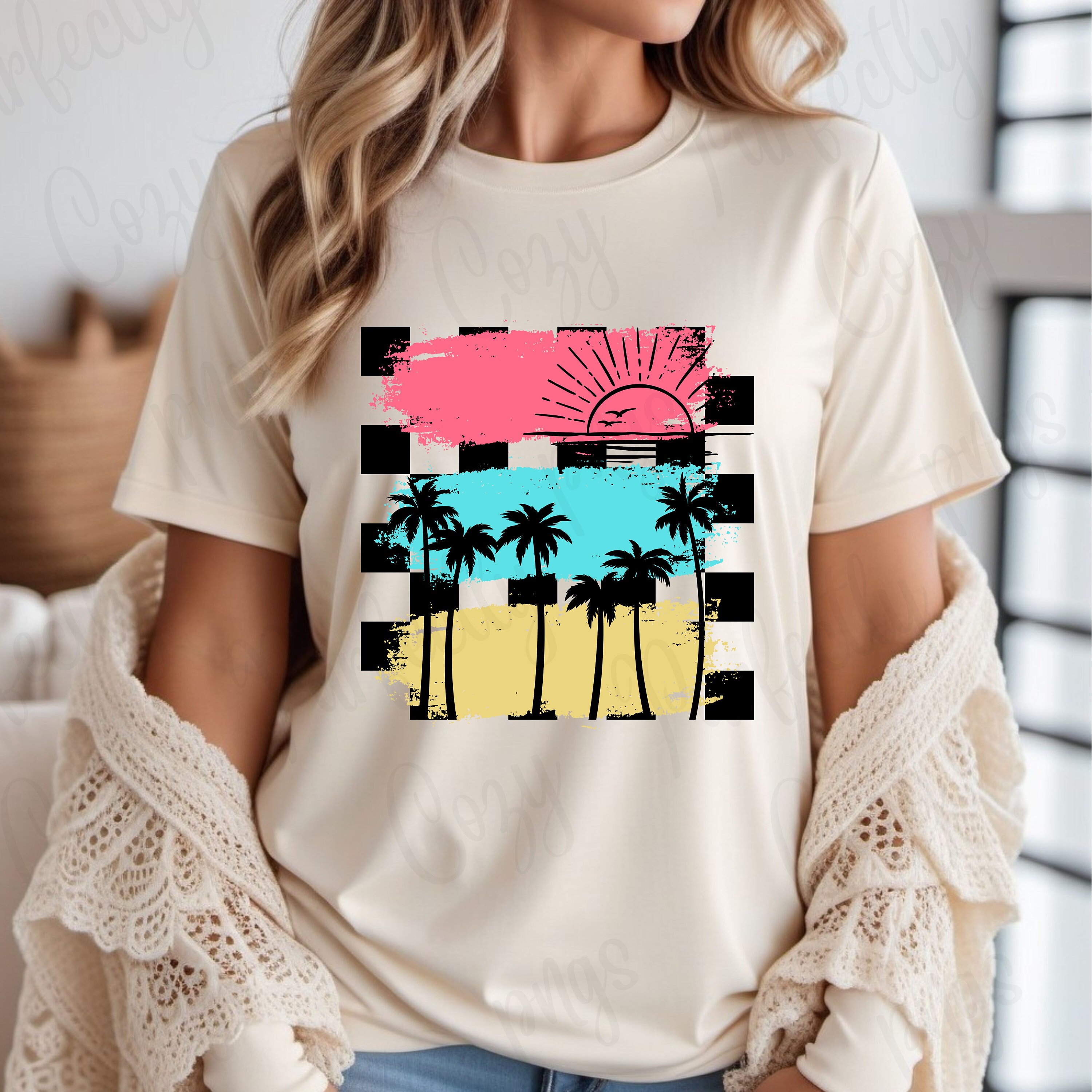 Retro Sunset Png, Png Designs, Sublimation, Beach Png, Sunset Png, Palm ...