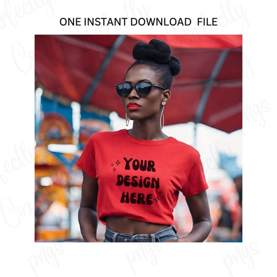 Red T-shirt Mockup, Mock-up Shirts, Red Bella Canvas 3001, Bella Canvas ...