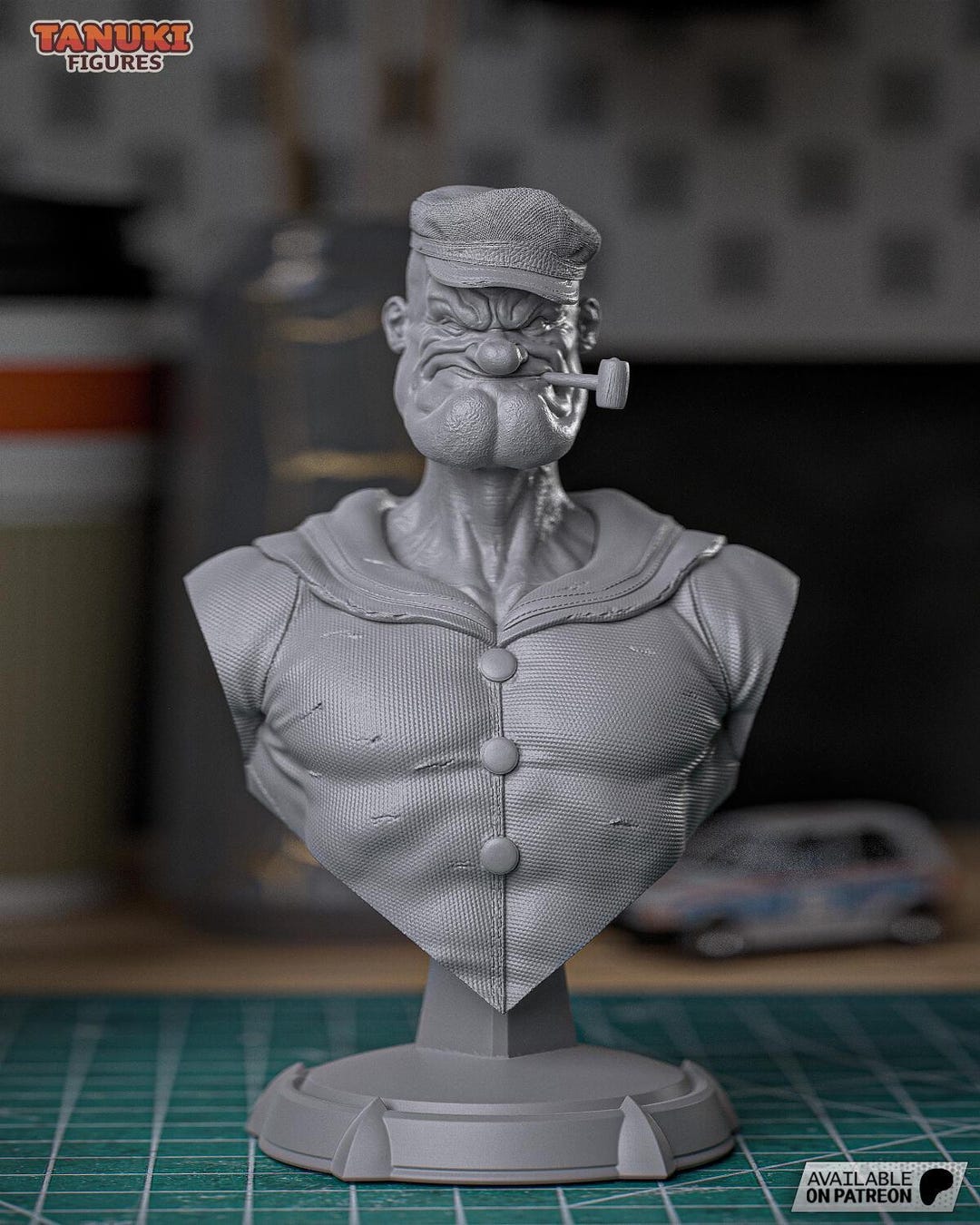 Popeye the Sailor - Hyperrealistic Bust - 3D Printed Resin for Assembly ...