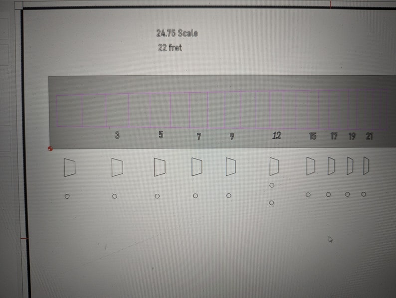 24 Fret 24.75 Scale Guitar Fretboard G CODE With Basic Trapezoid or Dot ...