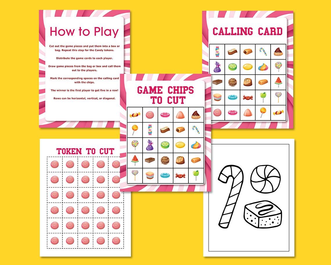 Candy Bingo Game Printable - 30 Unique Candy Bingo Cards With Bonus ...