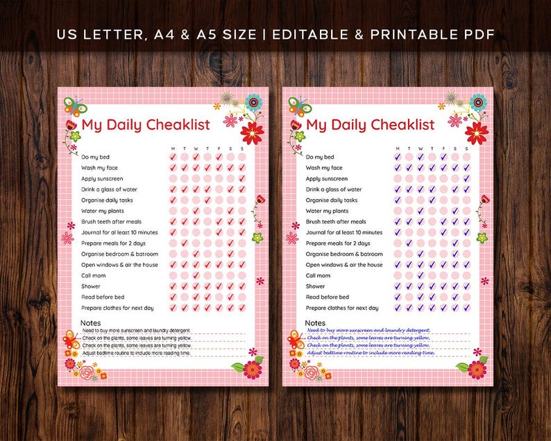 Editable My Daily Checklist Printable | Daily Task List | to Do List ...