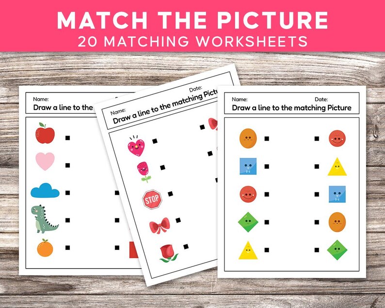 Matching Worksheets for Kids - 20 Printable Pages of Fun Educational ...