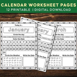 12 Preschool Calendar Worksheet: Month, Day, Date & Weather Practice ...