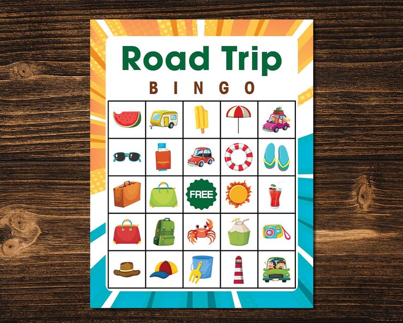 Road Trip Bingo Game Printable - 30 Unique Road Trip Bingo Cards With ...