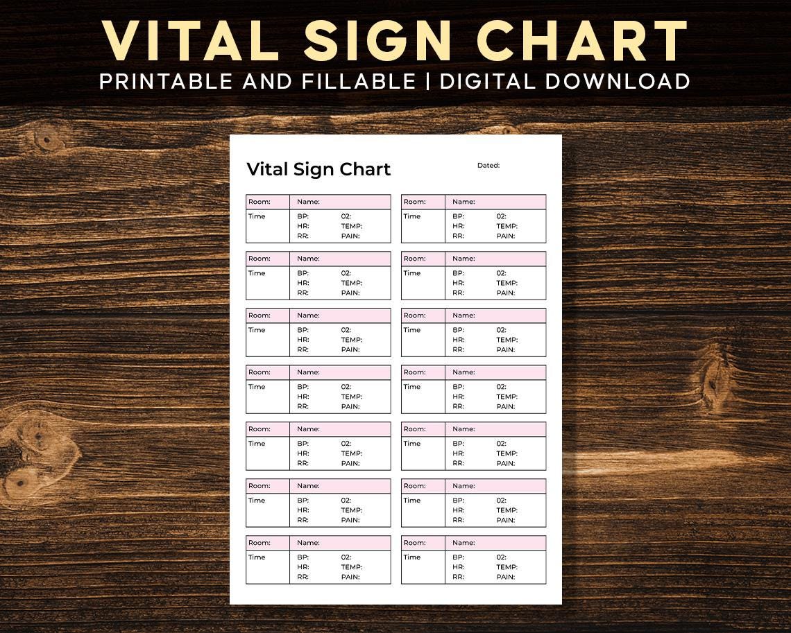 Editable Vital Sign Chart – Printable Patient Monitoring Sheet | Vital ...