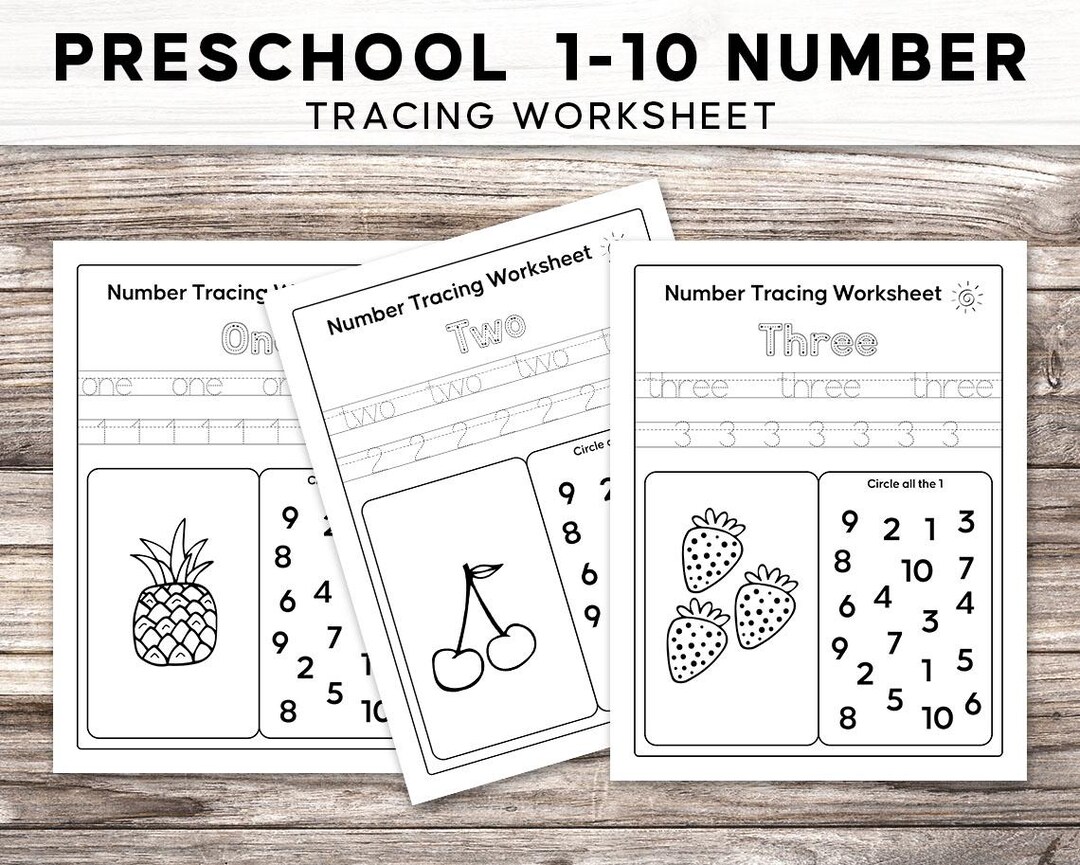 Preschool 1-10 Number Tracing Worksheets - 10 Pages of Fun Number ...