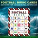 Football Bingo Game Printable - 30 Unique Football Bingo Cards With ...