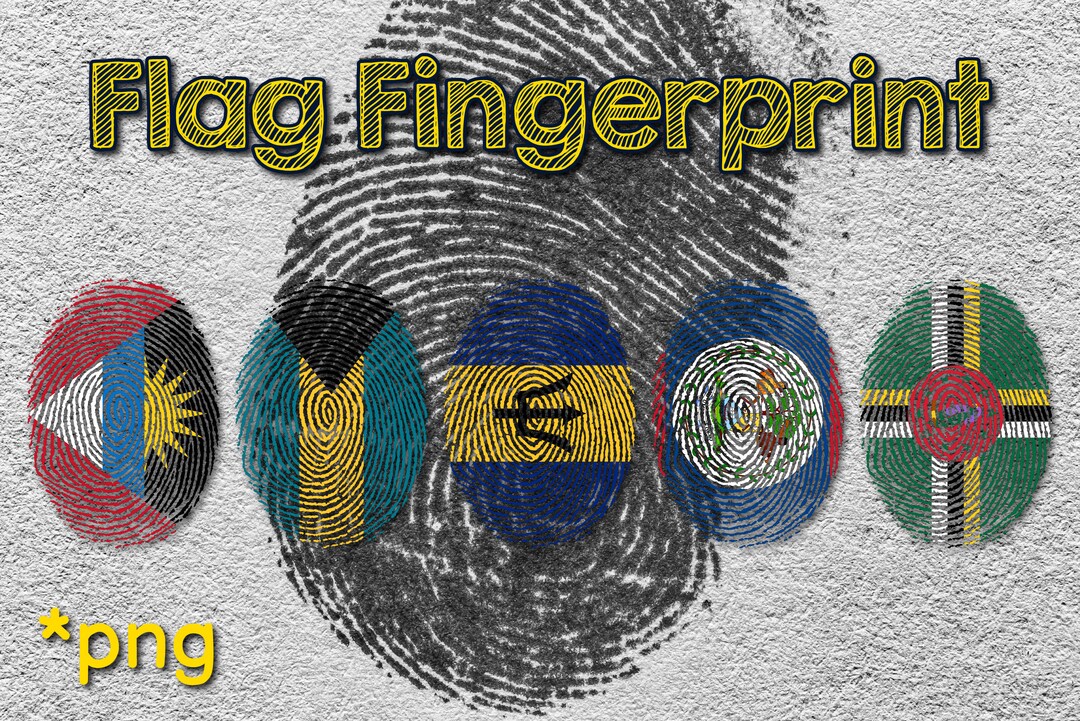 15 Caribbean Flag Fingerprints Flag Fingerprint PNG - Etsy