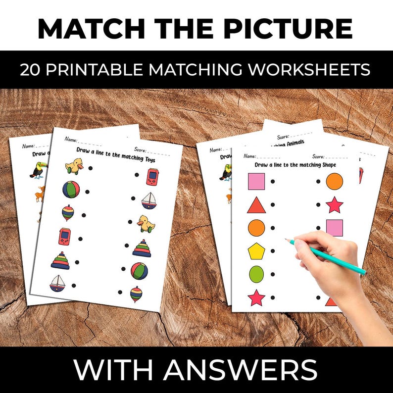 20 Printable Matching Worksheets | Match the Picture | Educational ...