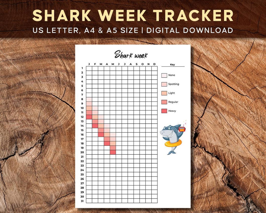 Shark Week Tracker | Printable Period & Health Log | Menstruation PDF ...