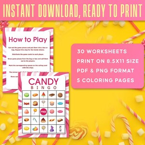 Candy Bingo Game Printable - 30 Unique Candy Bingo Cards With Bonus ...