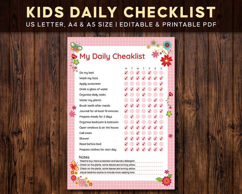 Editable My Daily Checklist Printable | Daily Task List | to Do List ...