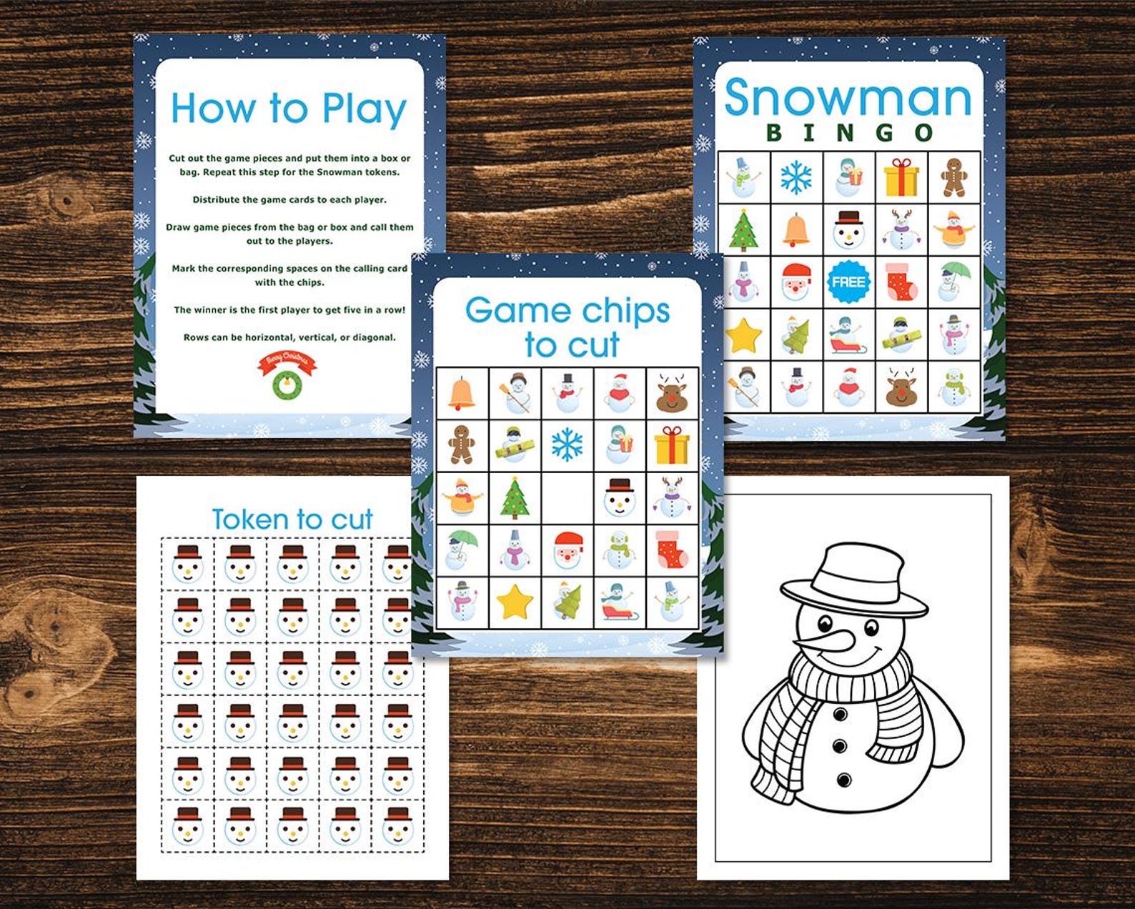 Snowman Bingo Game Printable - 30 Snowman Bingo Cards With Bonus ...