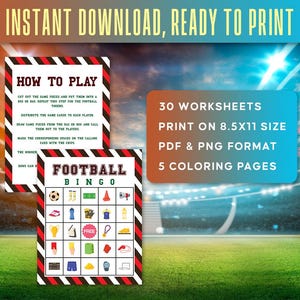 Football Bingo Game Printable - 30 Unique Football Bingo Cards With ...