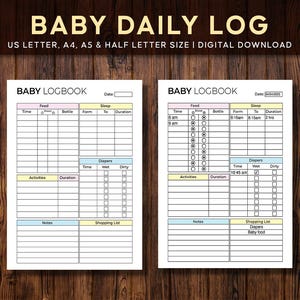 Editable Baby Daily Log | Baby Care Tracker | Printable & Editable PDF ...