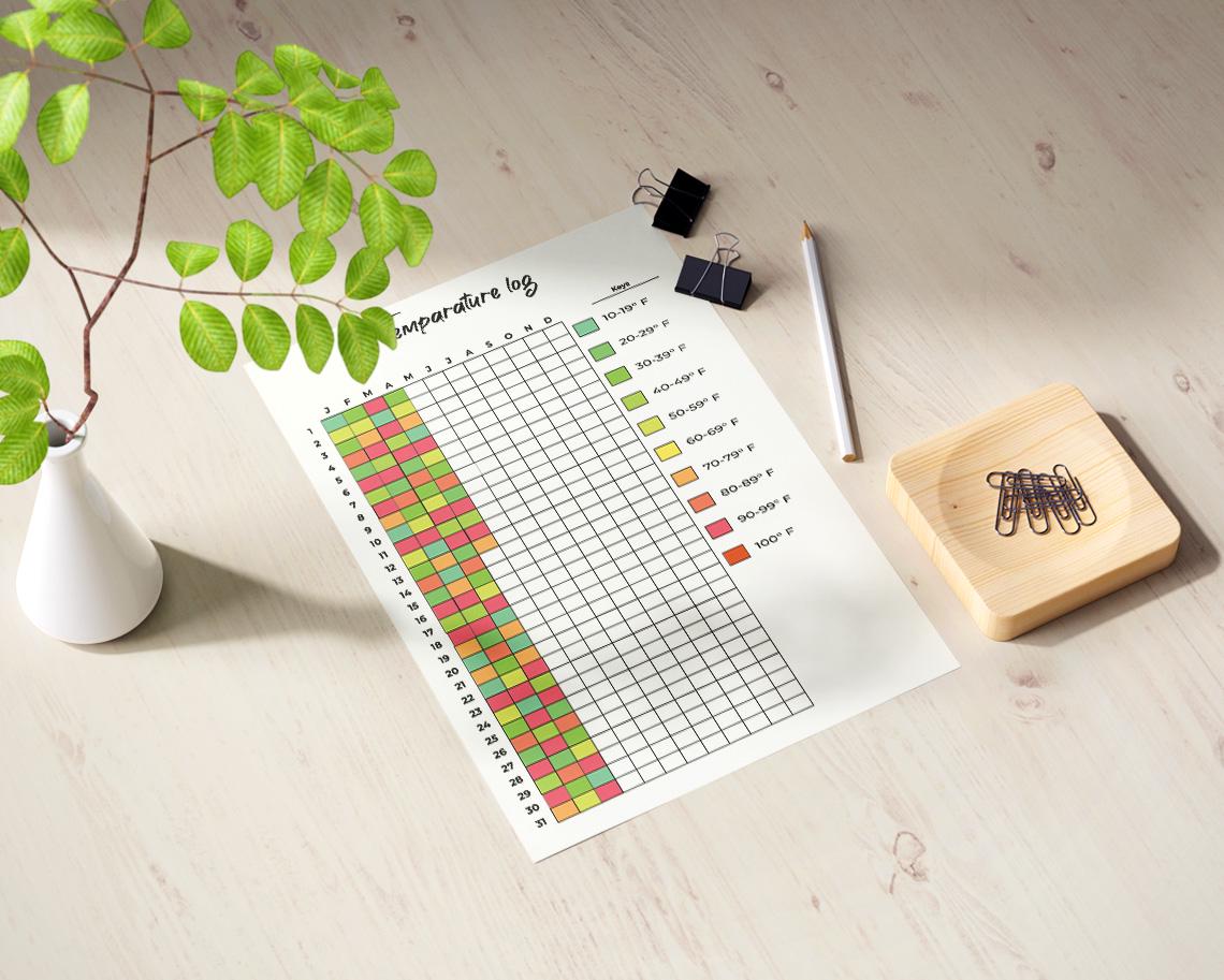 Temperature Log | Printable Monthly Weather & Temp Tracker | PDF ...