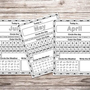 12 Preschool Calendar Worksheet: Month, Day, Date & Weather Practice ...