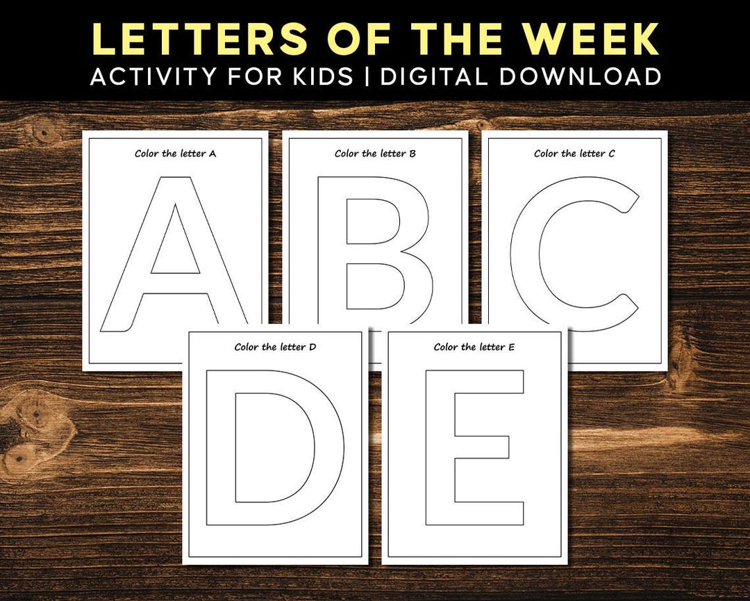 Letters of the Week A to Z Printables – 26 Worksheets | 8.5x11 PDF and ...
