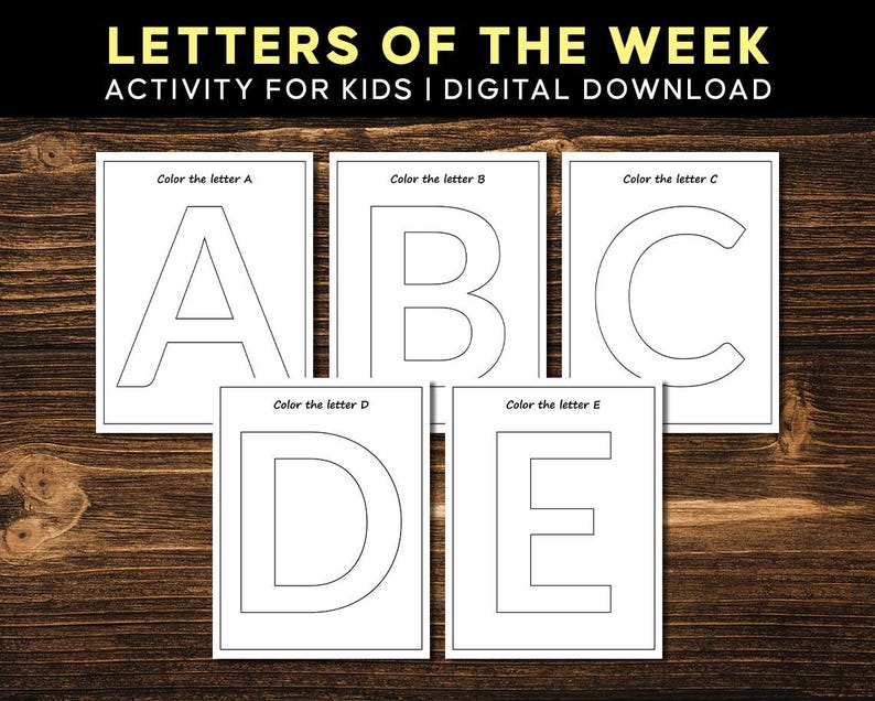 Letters of the Week A to Z Printables – 26 Worksheets | 8.5x11 PDF and ...