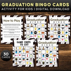Graduation Bingo Game Printable - 30 Graduation Bingo Cards + Bonus ...