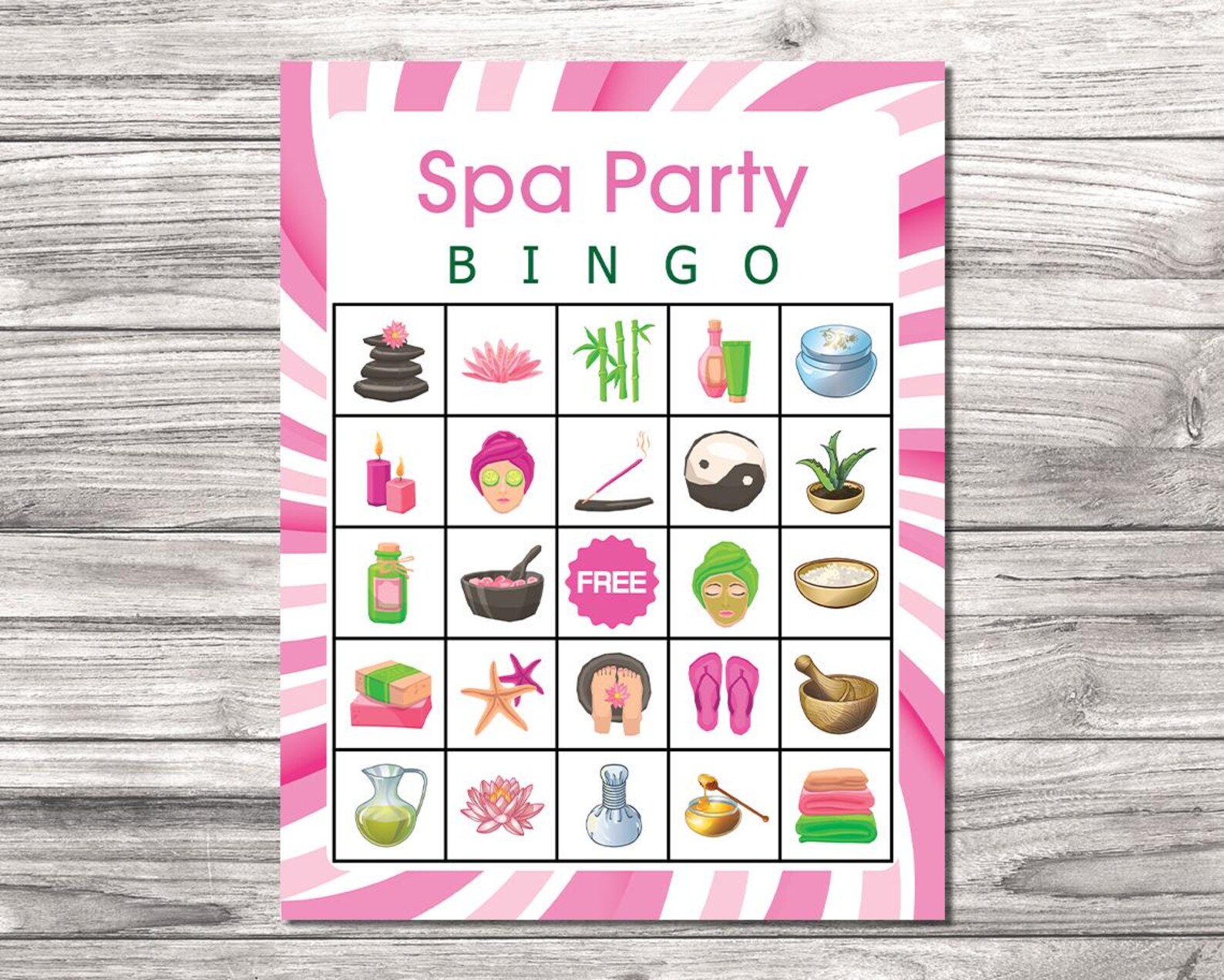 Spa Bingo Game Printable - 30 Unique Spa Bingo Cards With Bonus ...
